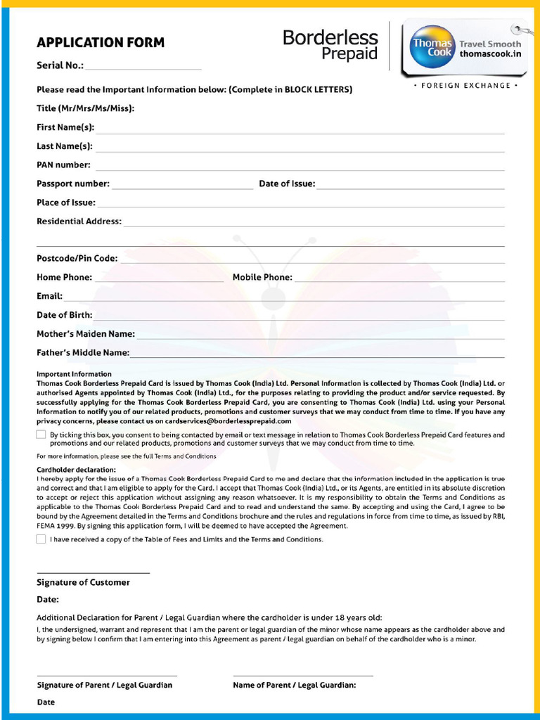 Thomas Cook Application - Form | PDF