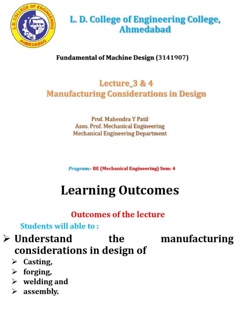 L3 - 4 - Manufacturing Considerations in Design | PDF | Machining | Forging