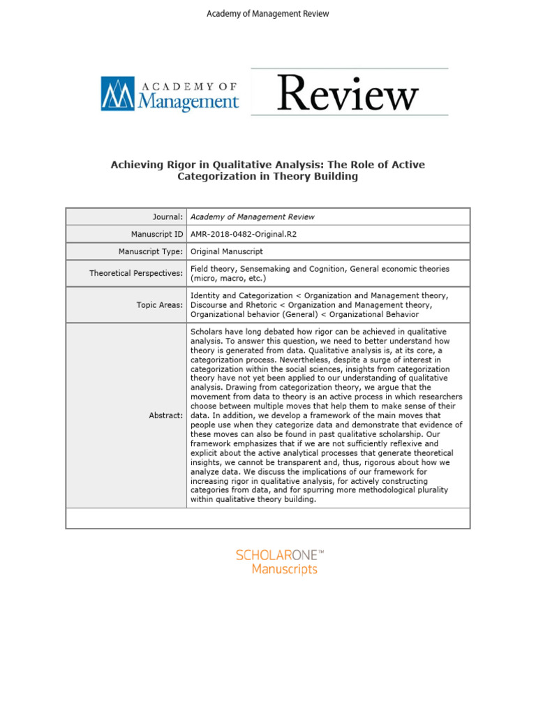 Achieving Rigor in Qualitative Analysis | PDF | Cognitive Psychology ...
