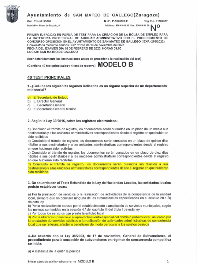Test Modelo B | PDF