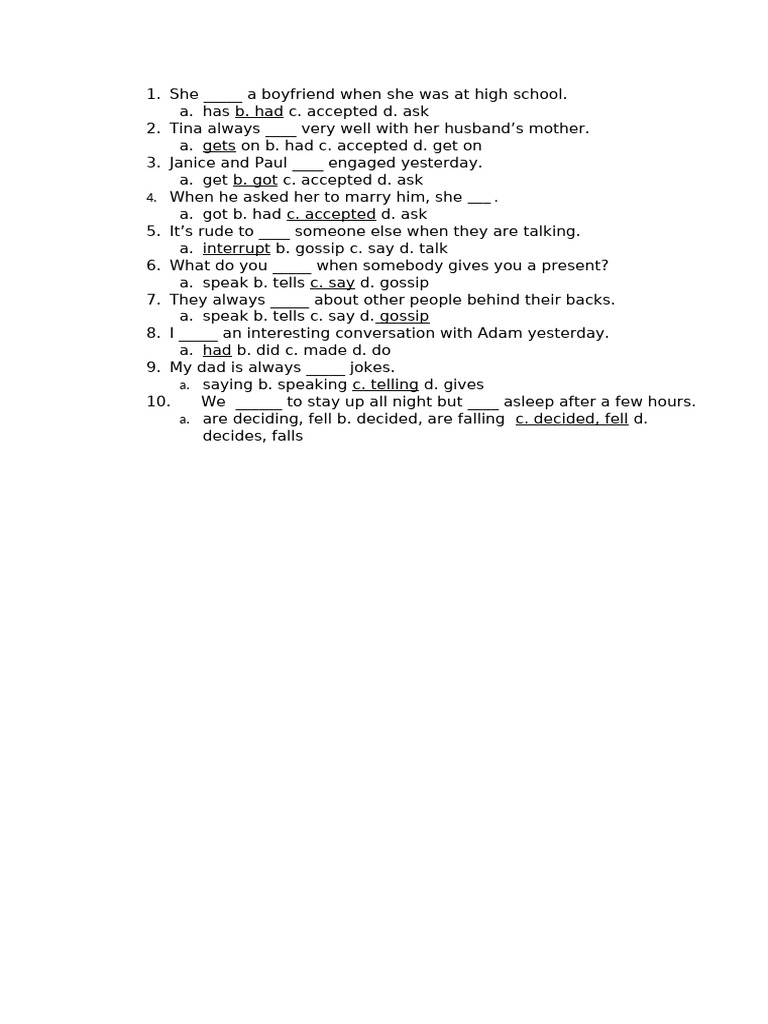 English Grammar Quiz: Fill in the Blanks | PDF