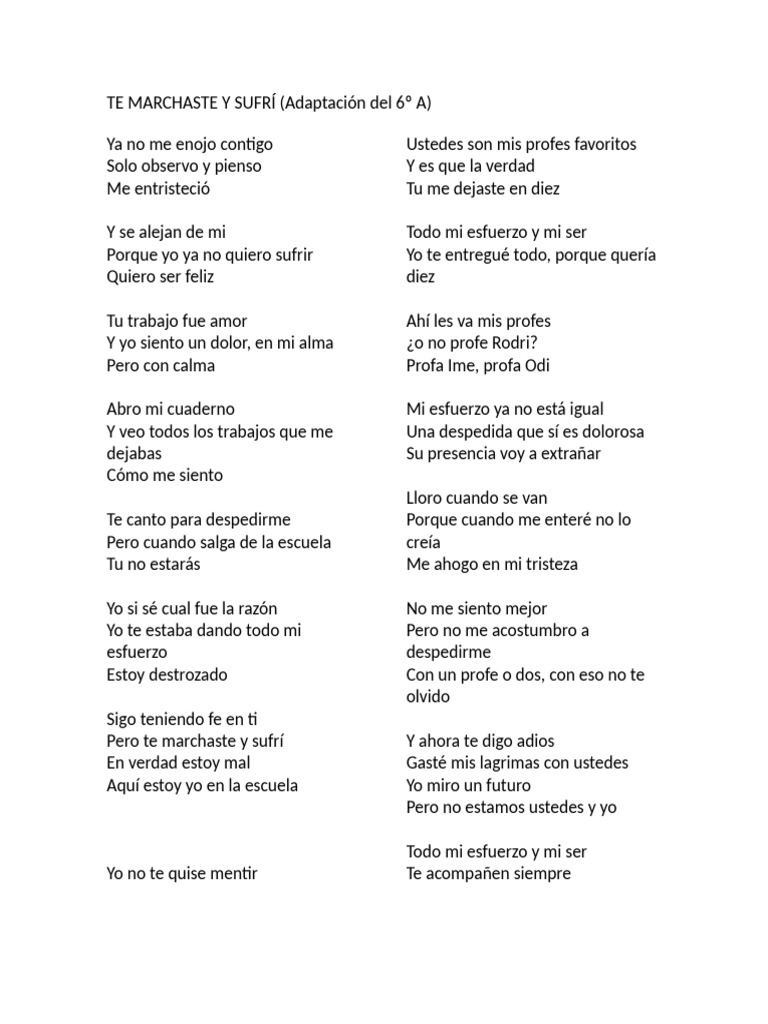 TE MARCHASTE Y SUFRÍ | PDF