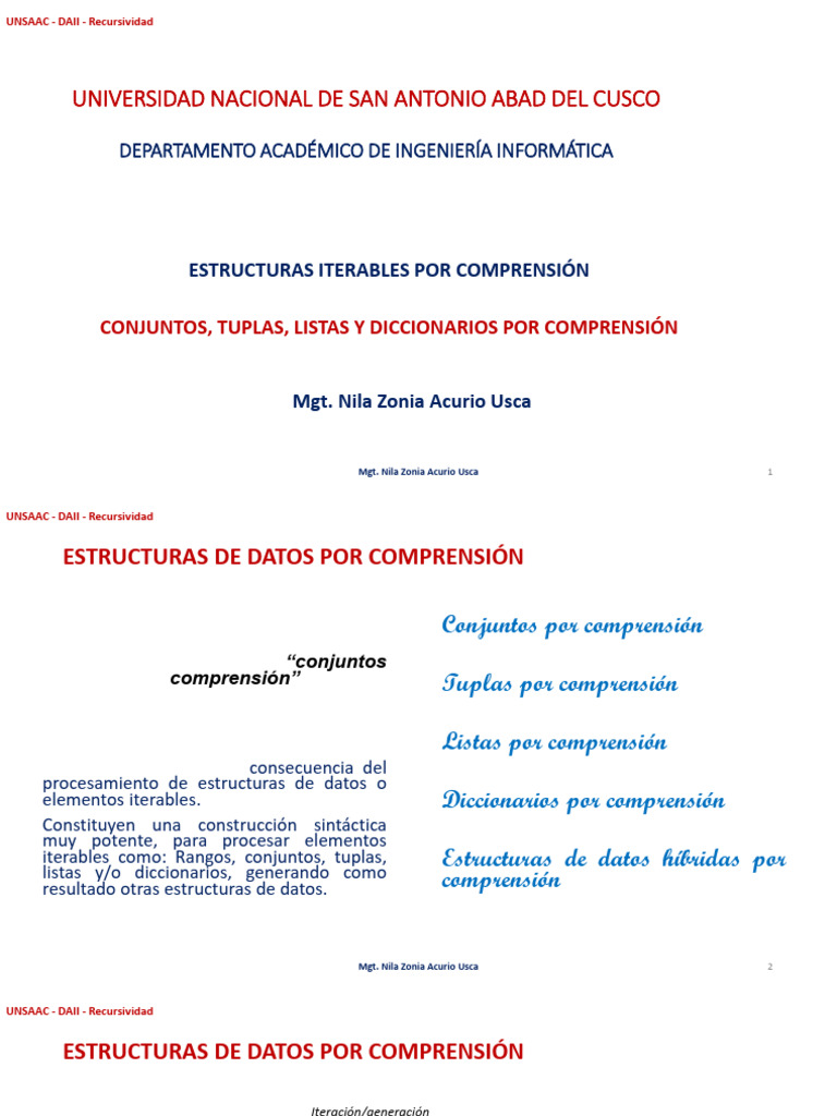 Estructuras de Datos Por Comprensión | PDF | Recursividad | Python ...