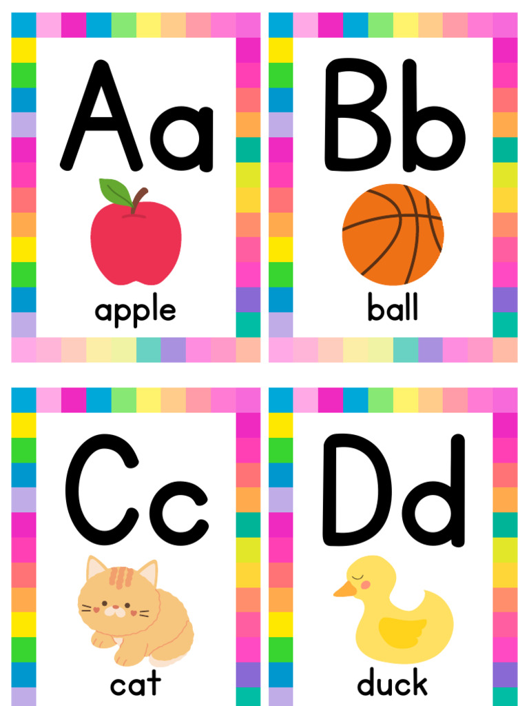 Colorful Illustrative Alphabet Flashcards | PDF