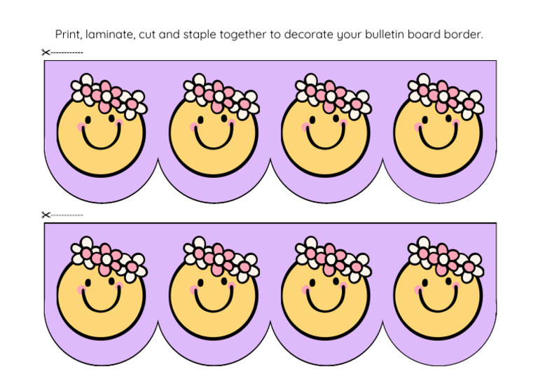 Bulletin Board Border Strips Colorful Happy Face Illustrations | PDF