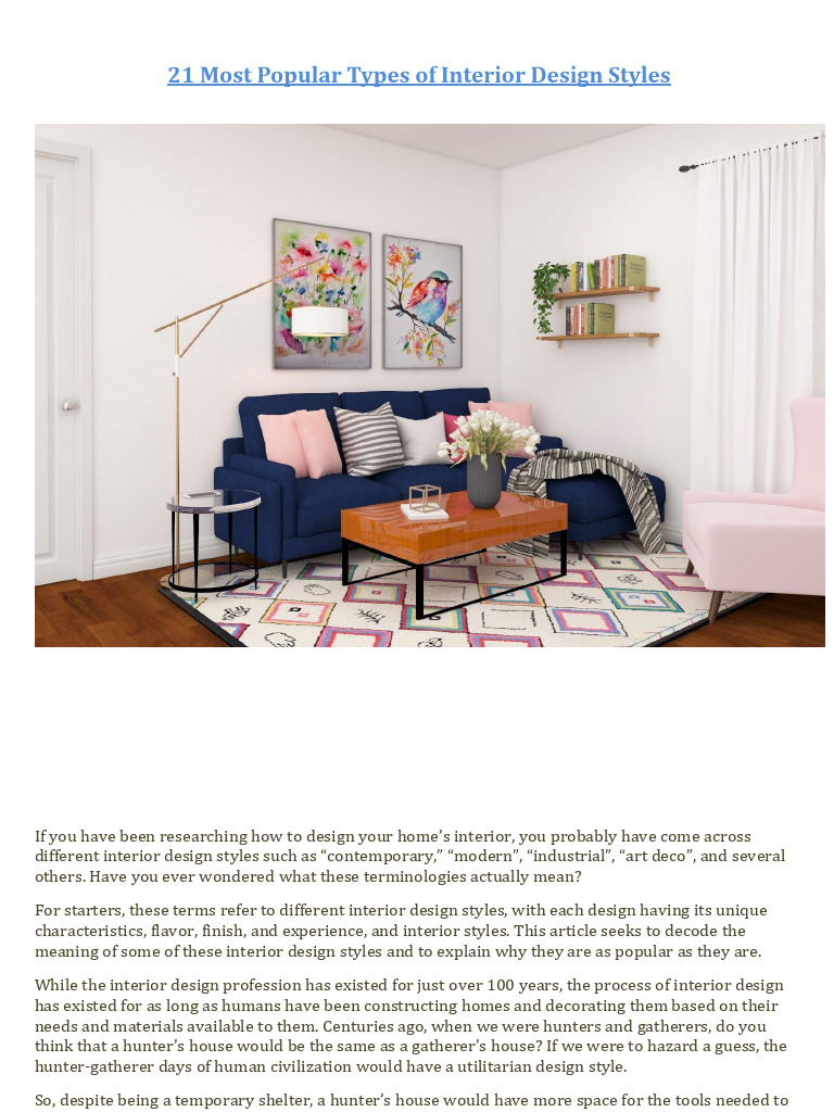 Types of Interior Design | PDF | Interior Design | Minimalism