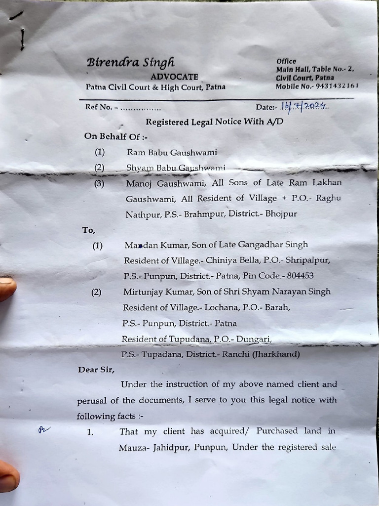 Legal Notice RamBabu Goswami | PDF