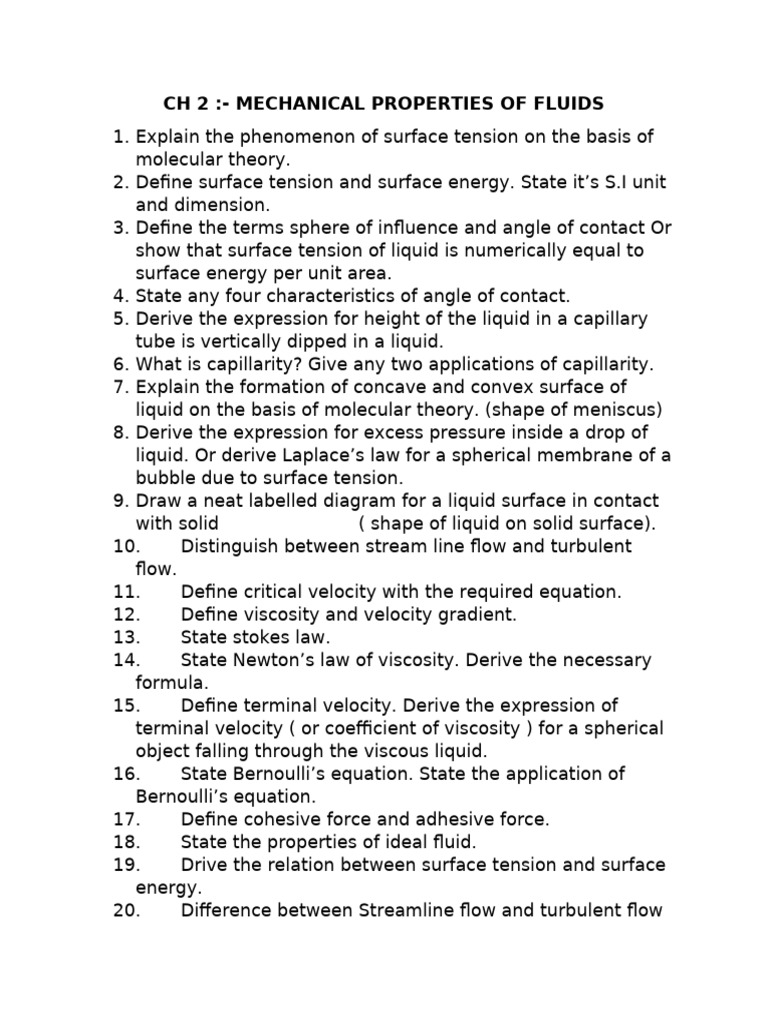 Ch 2 Mechanical Properties of Fluids ok | PDF