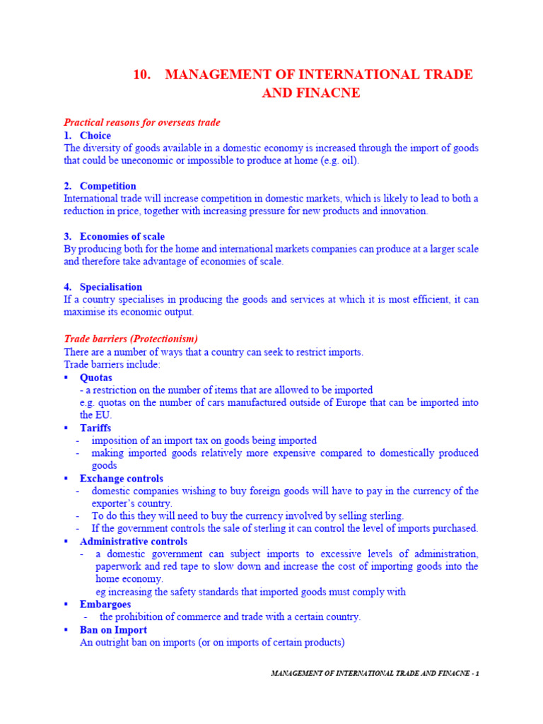 10. Management of International Trade | PDF | Dividend | Share Repurchase