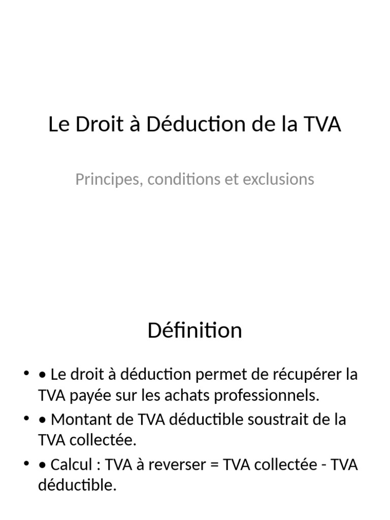 Droit A Deduction TVA | PDF