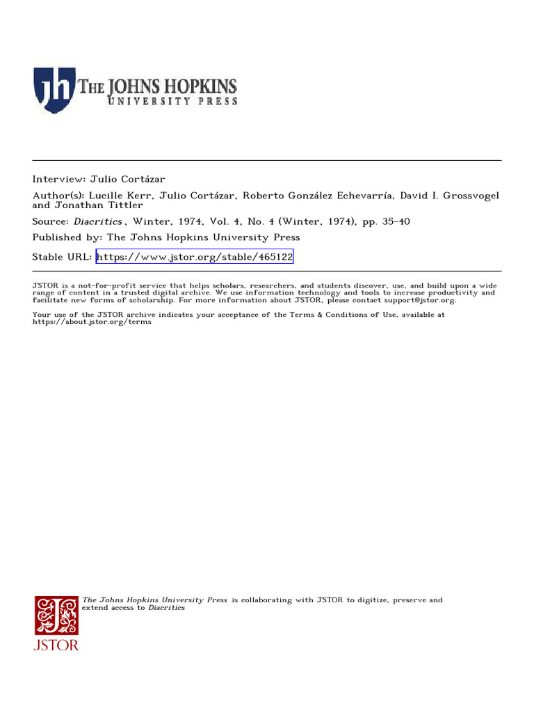 Cortazar Kerr InterviewJulioCortzar 1974 | PDF | Surrealism | Pessimism
