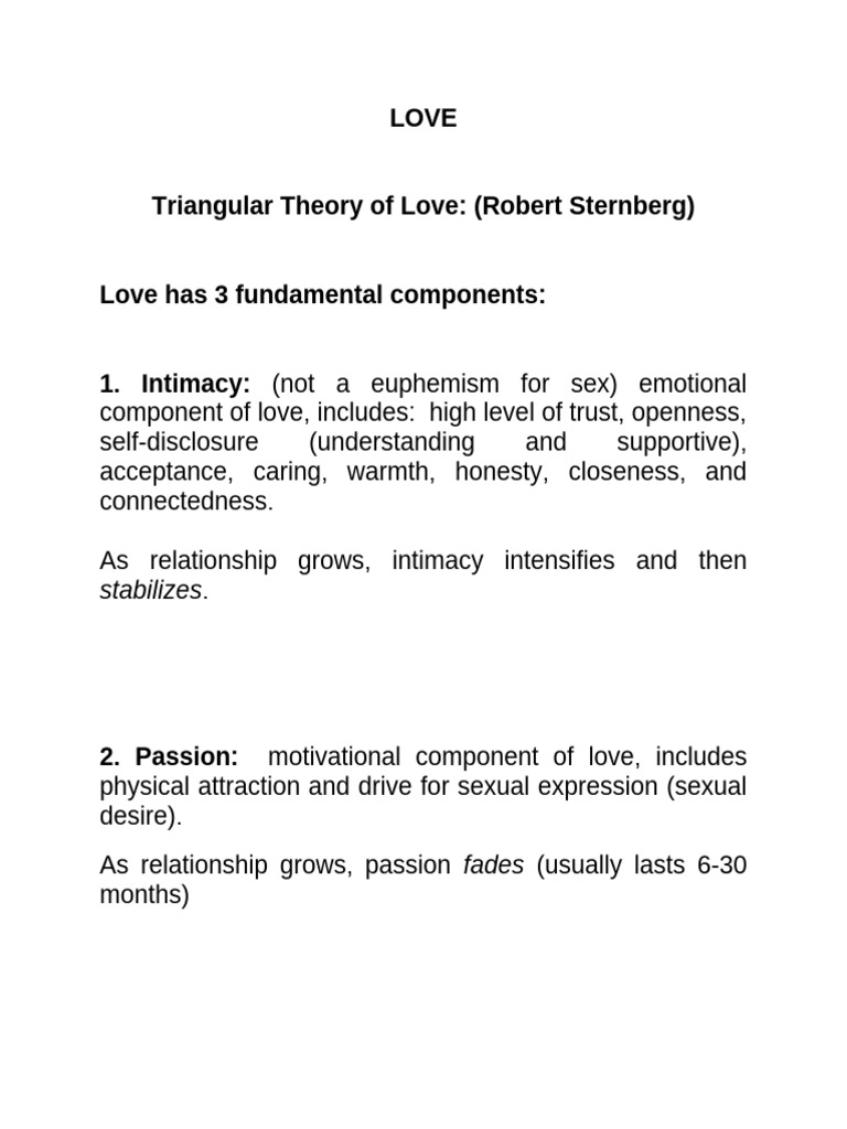 LOVE Sternberg Triangular Theory of Love Love and Gender Differences ...