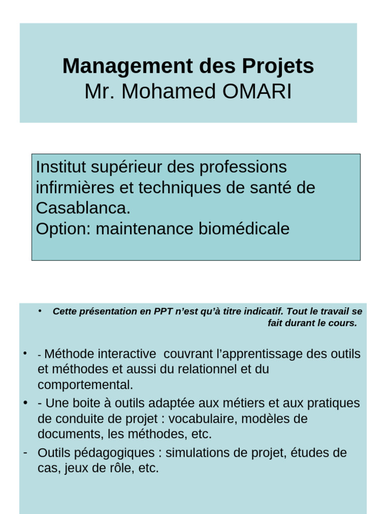 Manageement Des Projets | PDF | Gestion de projet | Risque