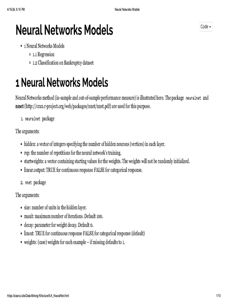 Neural Networks Models | PDF