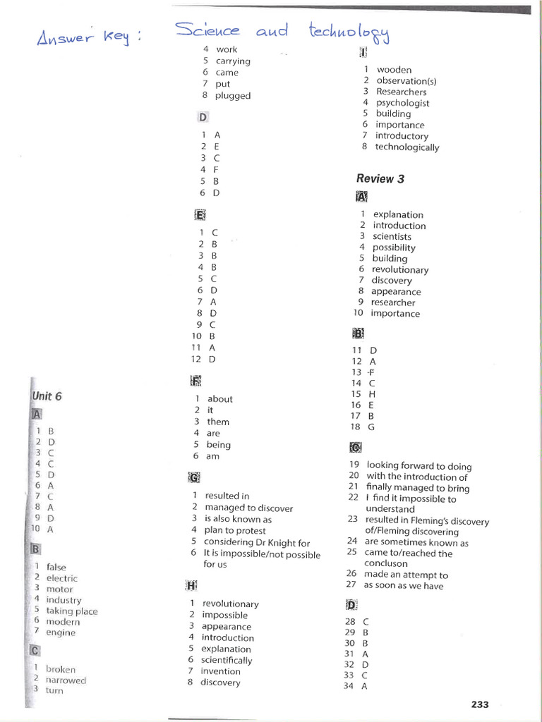 1-2-3 Science and Technology - KEY | PDF