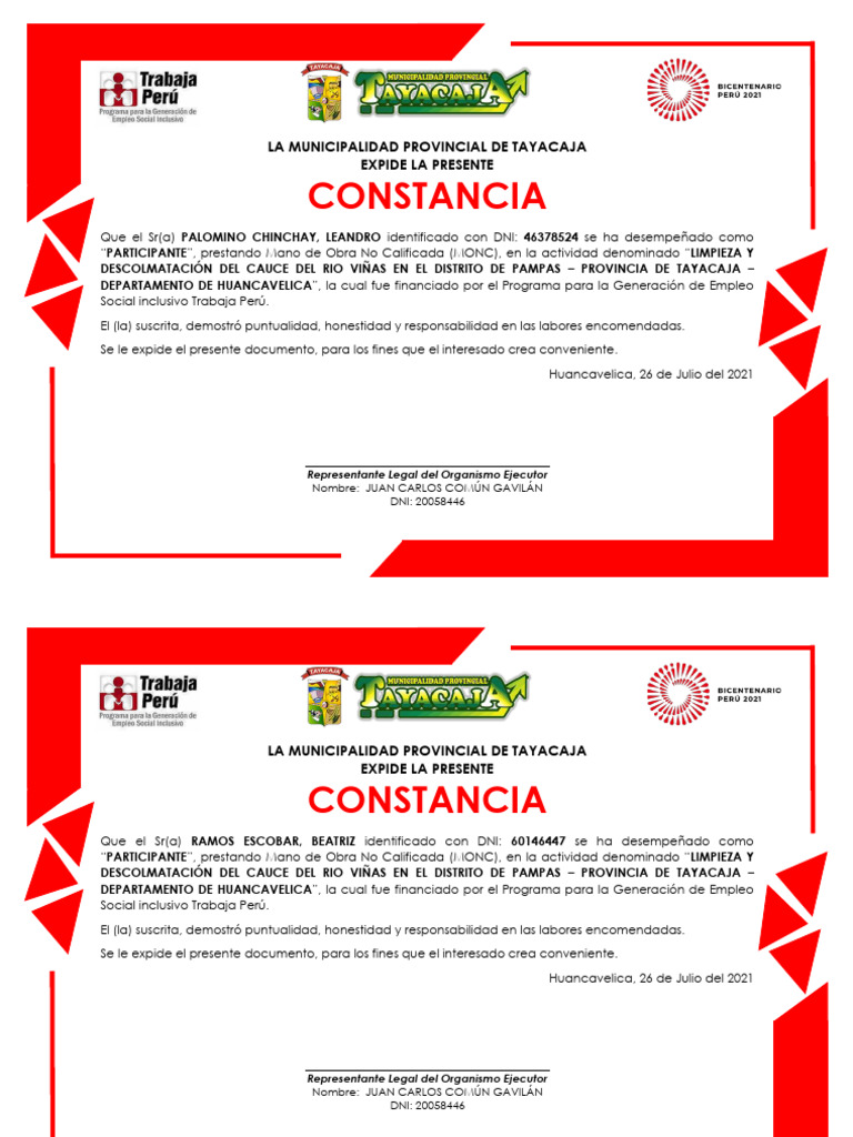CONSTANCIAS | PDF