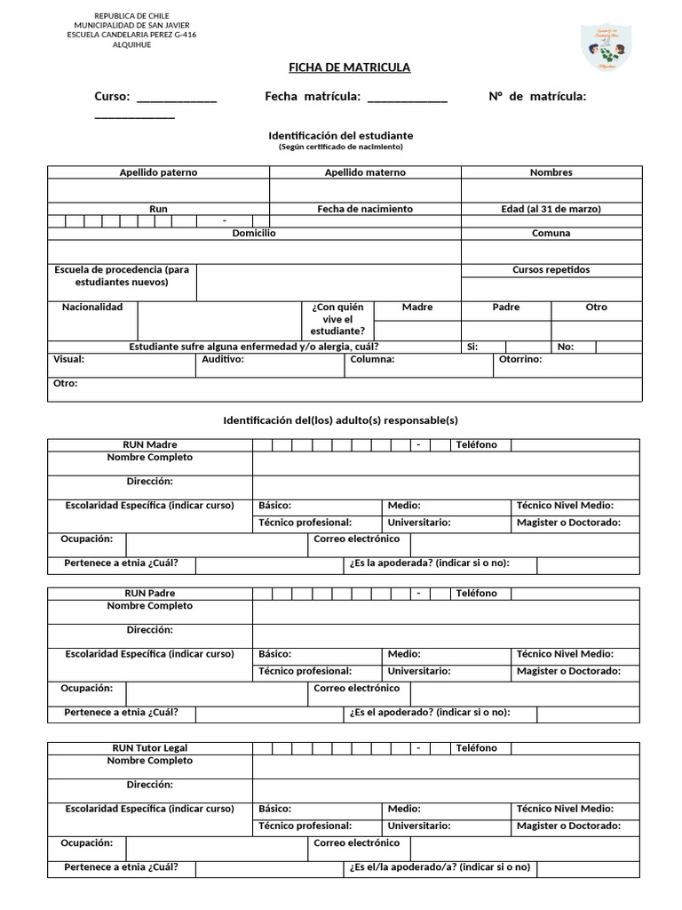 ficha de matricula 2025 | PDF