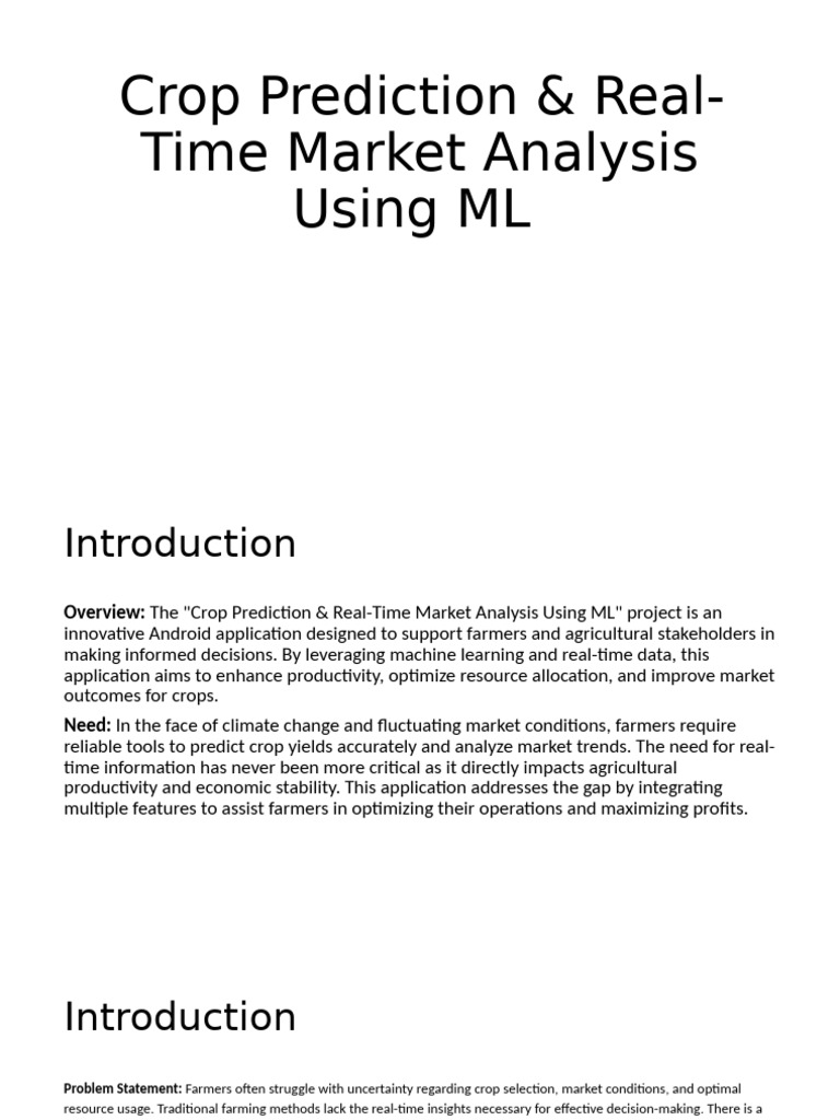 Crop Prediction 0 Real-Time Market Analysis Using ML | PDF | Machine Learning | Support Vector ...