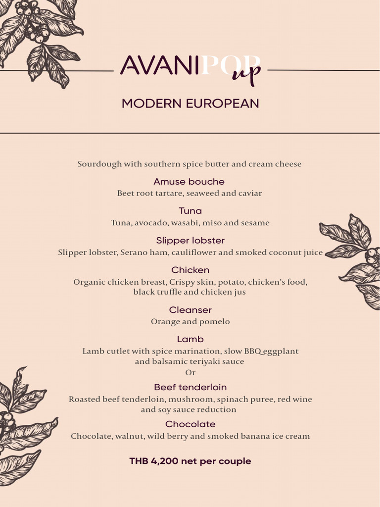 Avani Pop Up Menu 2024 | PDF | Sauce | Food And Drink Preparation