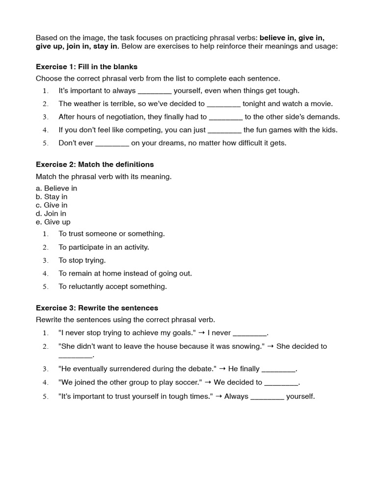 Phrasal Verbs - Additional Practice | PDF