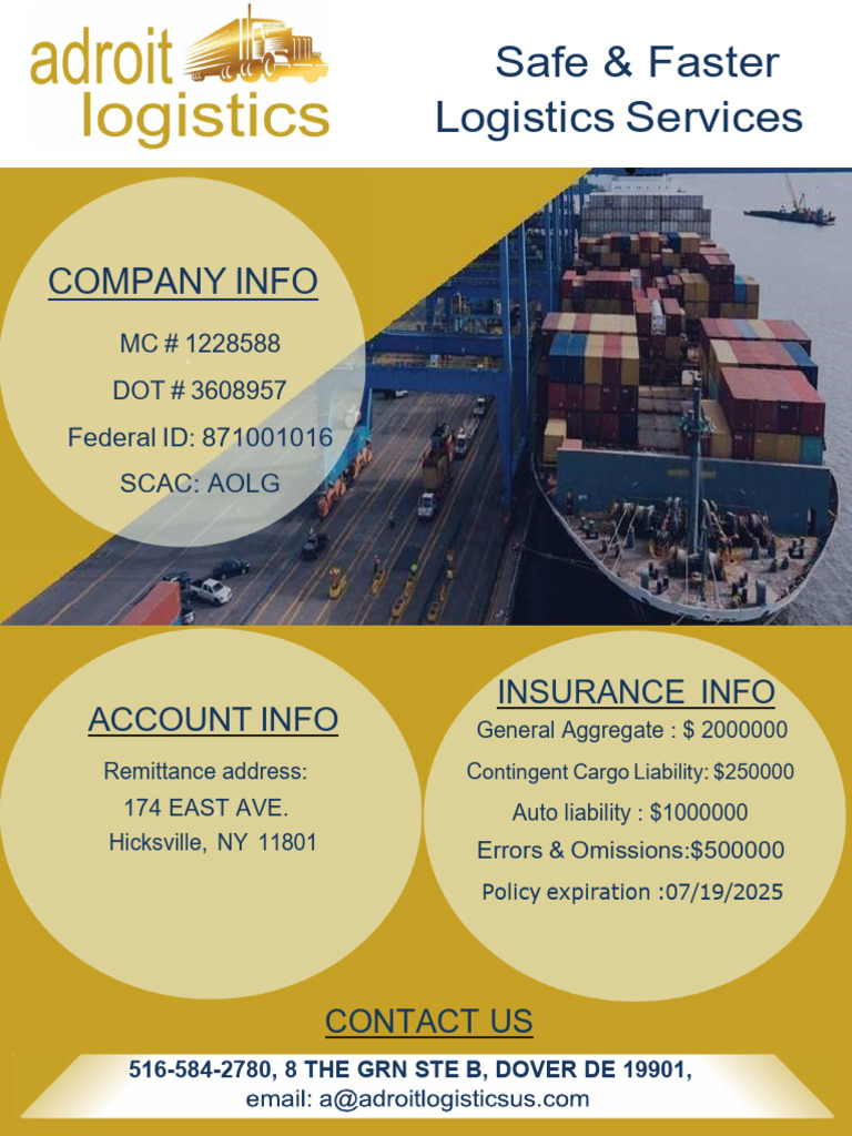 Adroit Logistics Company Profile 2024-25 | PDF | Fee | Insurance