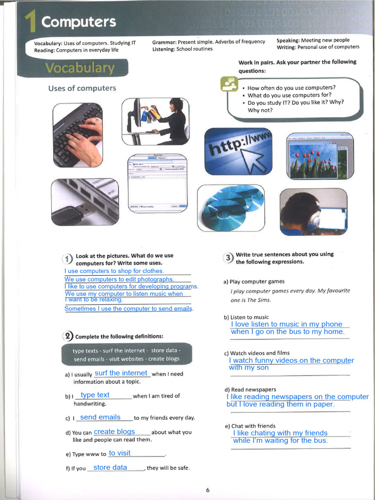 3-Computers-Vocabulary p.6 - ANSWERS | PDF
