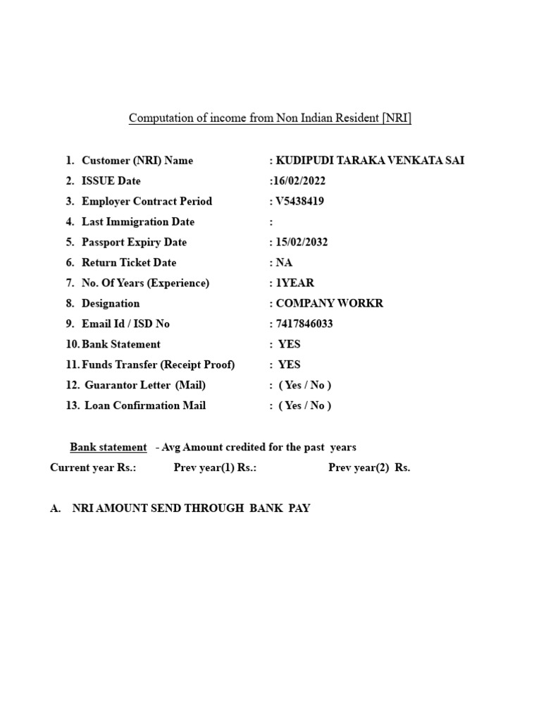 NRI Income Computation Guide | PDF