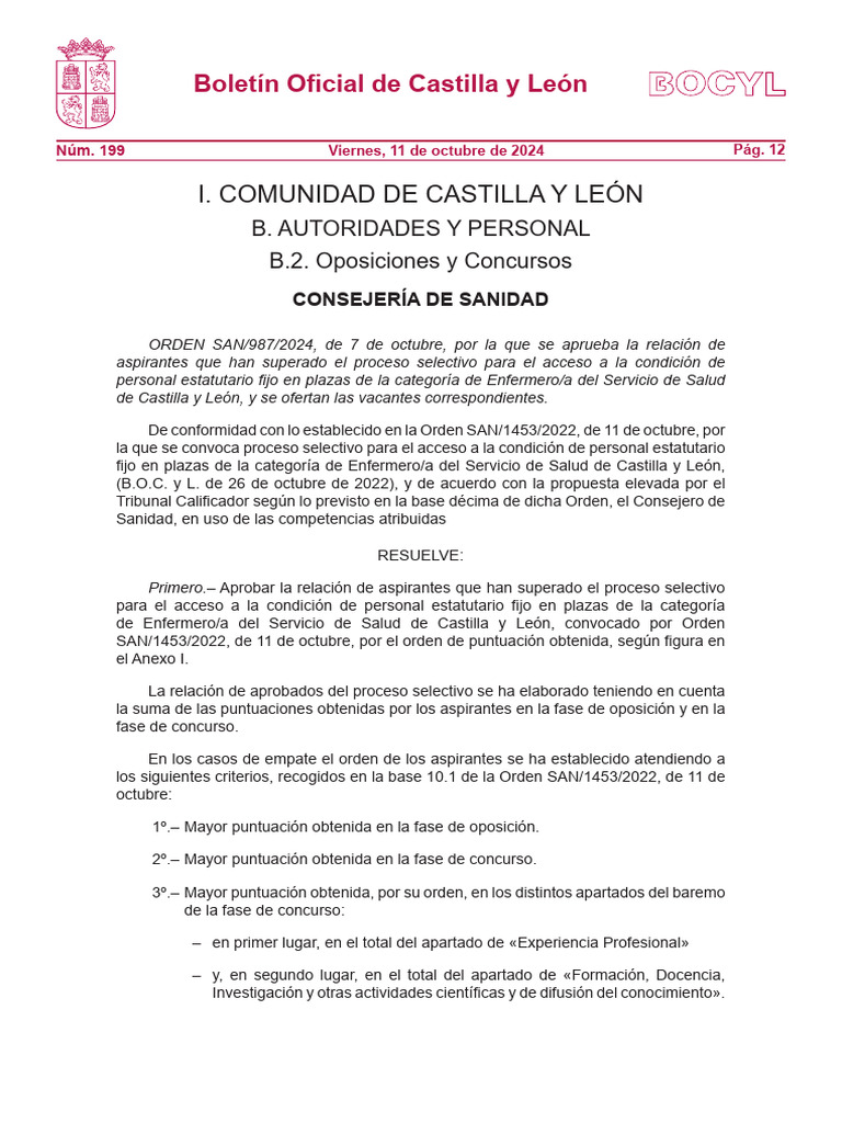 Bocyl-Orden Aprobados Proceso Selectivo y Vacantes Enfermera_libre_2022 ...
