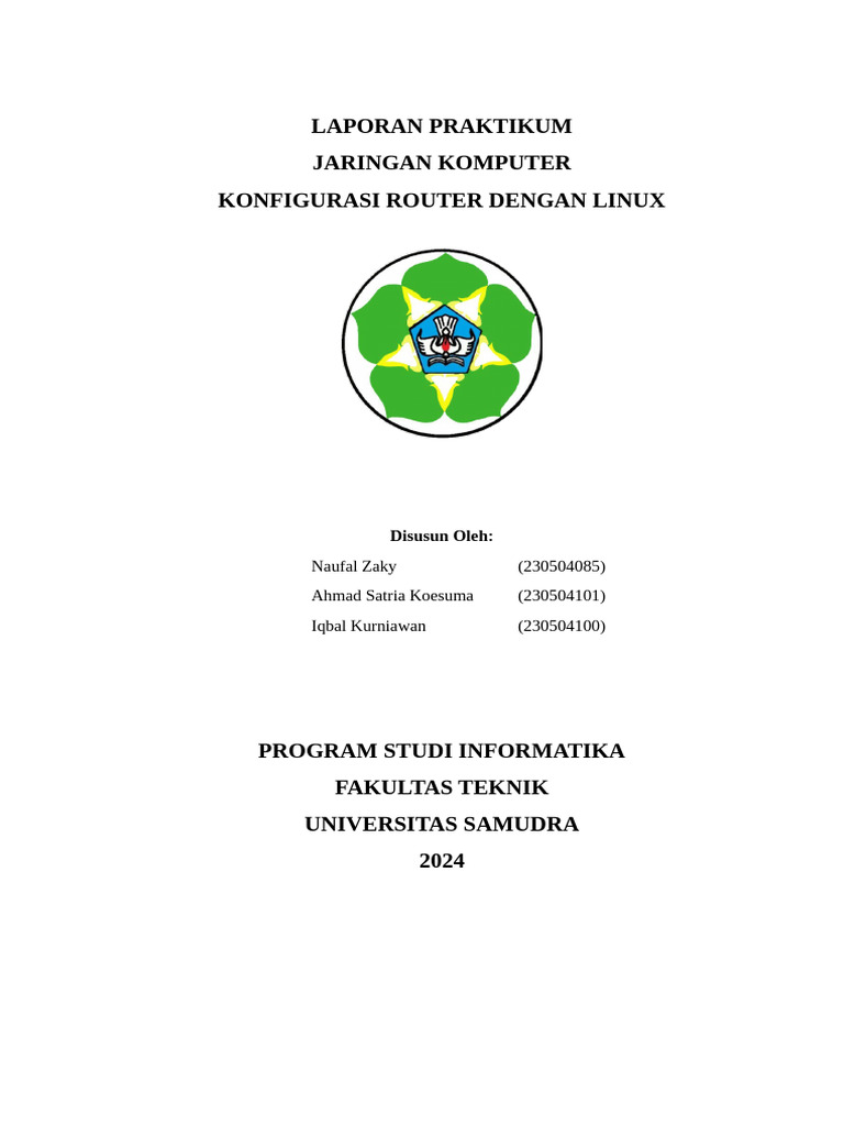 Laporan Praktikum Konfigurasi Router Dengan Linux | PDF
