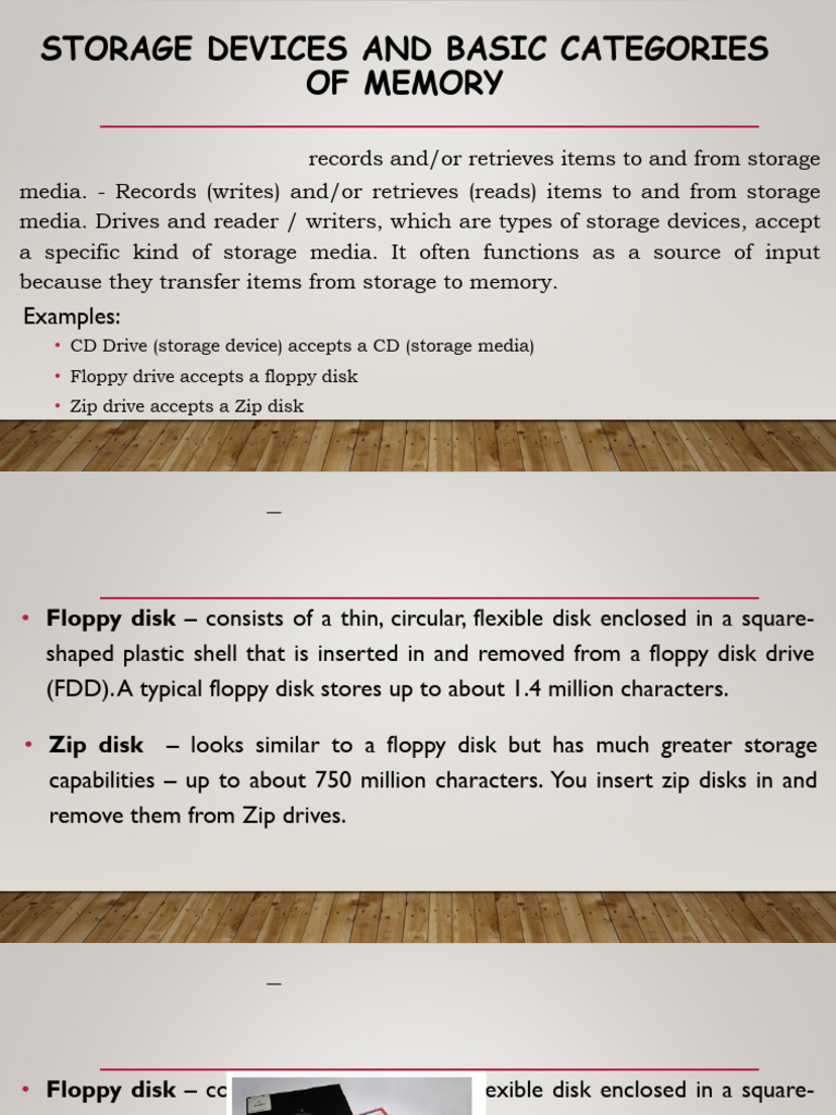 Unit-1.2.-Storage-Devices-and-Basic-Categories-of-Memory | PDF | Computer Data Storage | Floppy Disk
