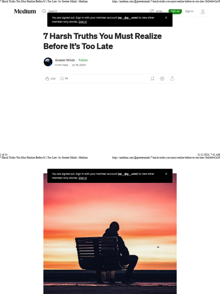 7 Harsh Truths You Must Realize Before It S Too Late By Greater Minds