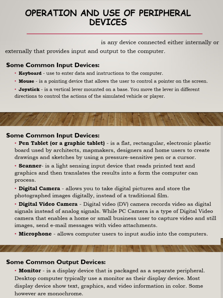 Unit 1.4. Operation and Use of Peripheral Devices | PDF