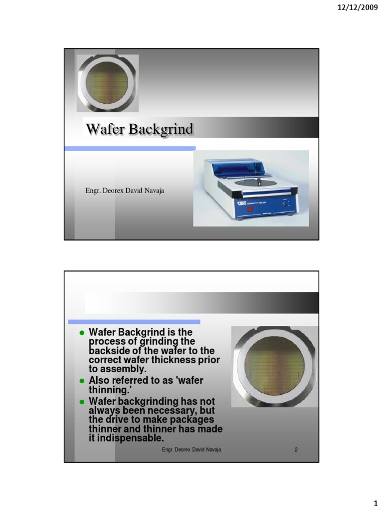 Wafer Backgrind Essentials | PDF | Wafer (Electronics) | Grinding ...