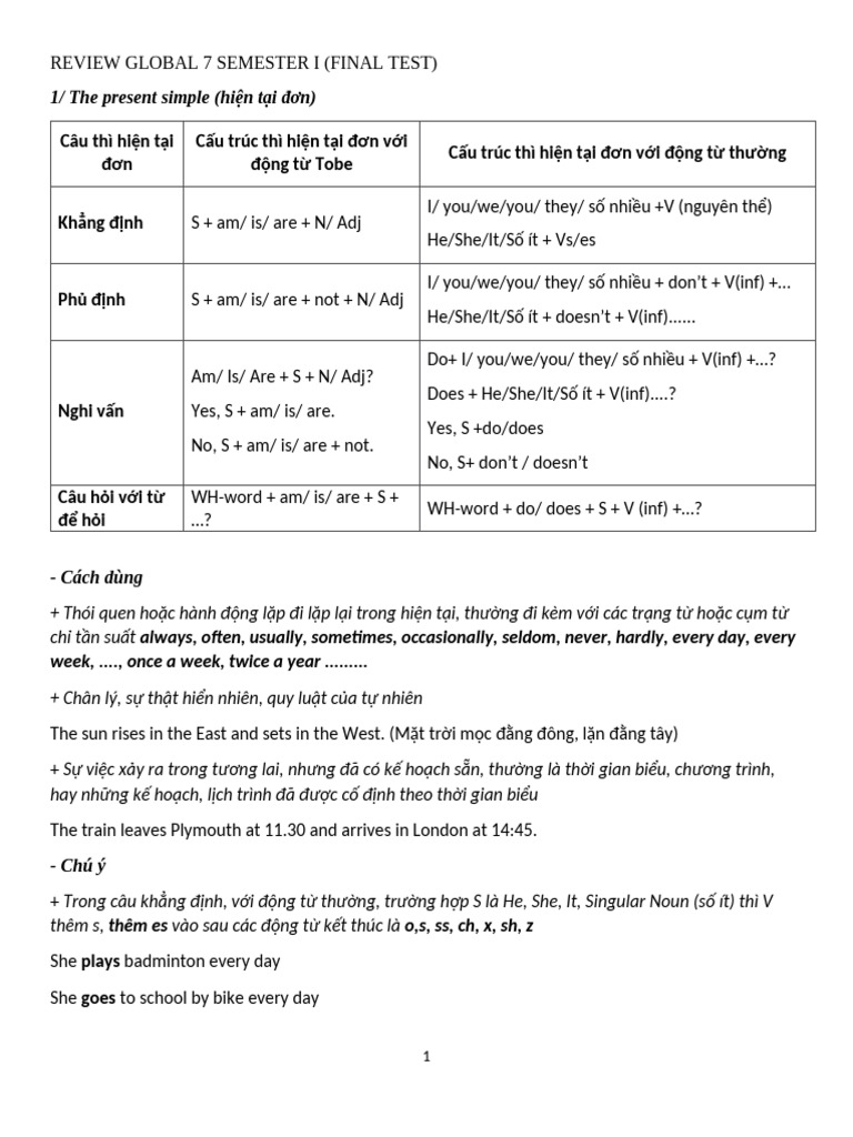 Review Global 7 Semester I Final Test | PDF