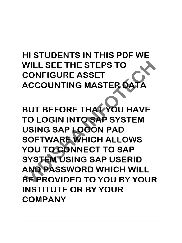 Sap Asset Accounting Master Data | PDF | Financial Accounting ...