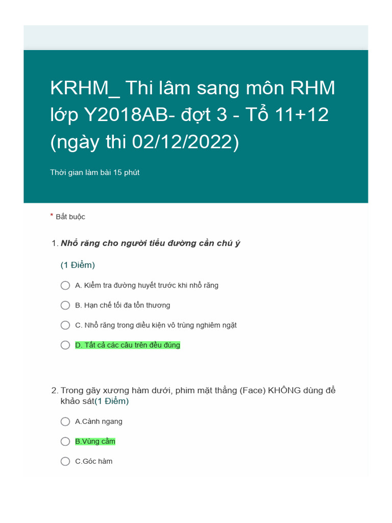 ĐỀ ĐỢT 3 Y18 | PDF