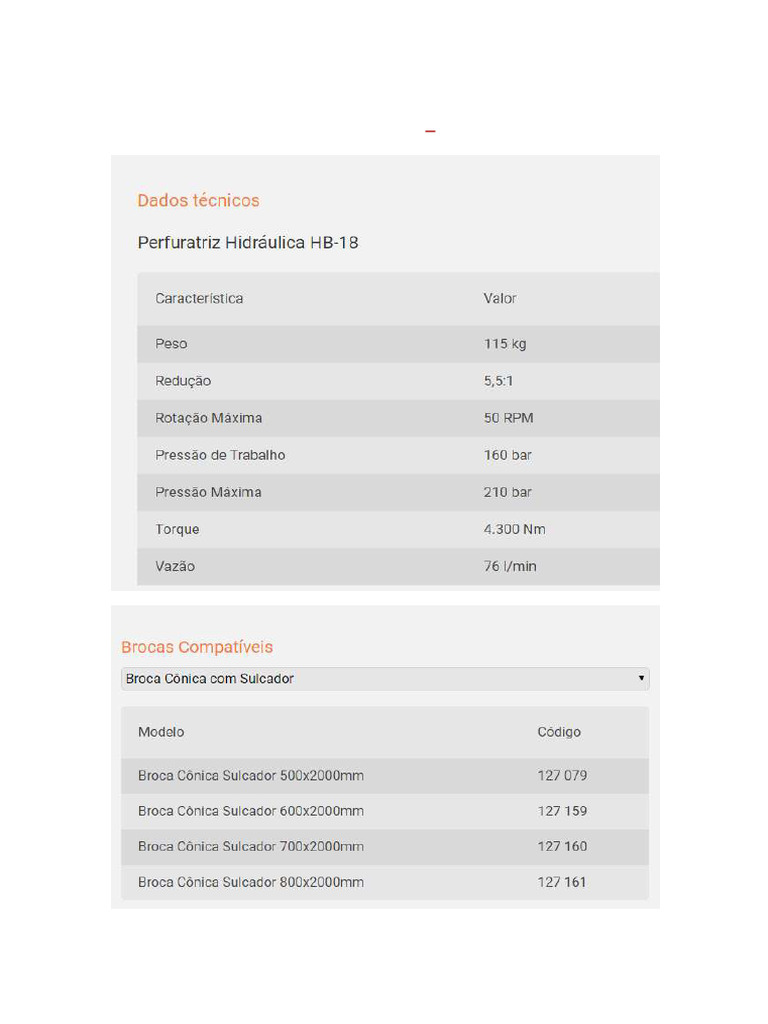 Perfuratriz HB - 18 PDF | PDF