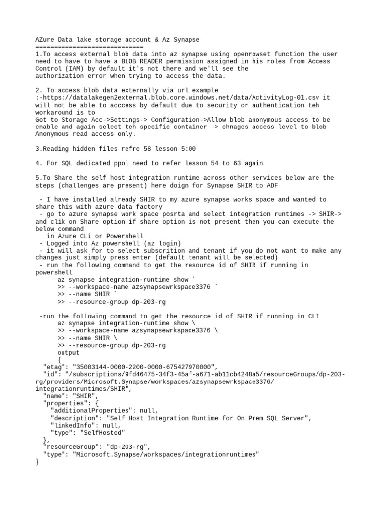 DP-203 Notes | PDF | Microsoft Sql Server | System Software