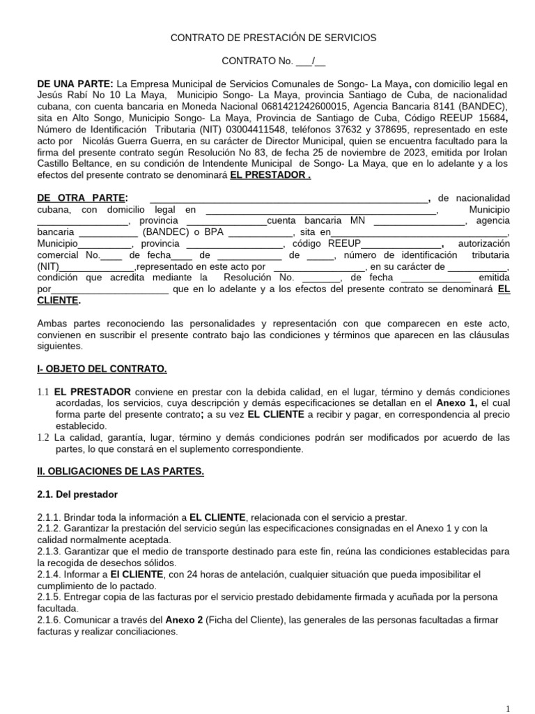 Contrato de Servicios Comunales en Cuba | PDF | Daños y perjuicios ...