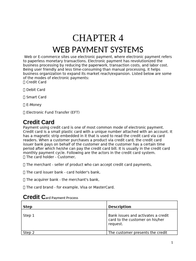 CHAPTER 4web Payment System | PDF | Credit Card | Debit Card
