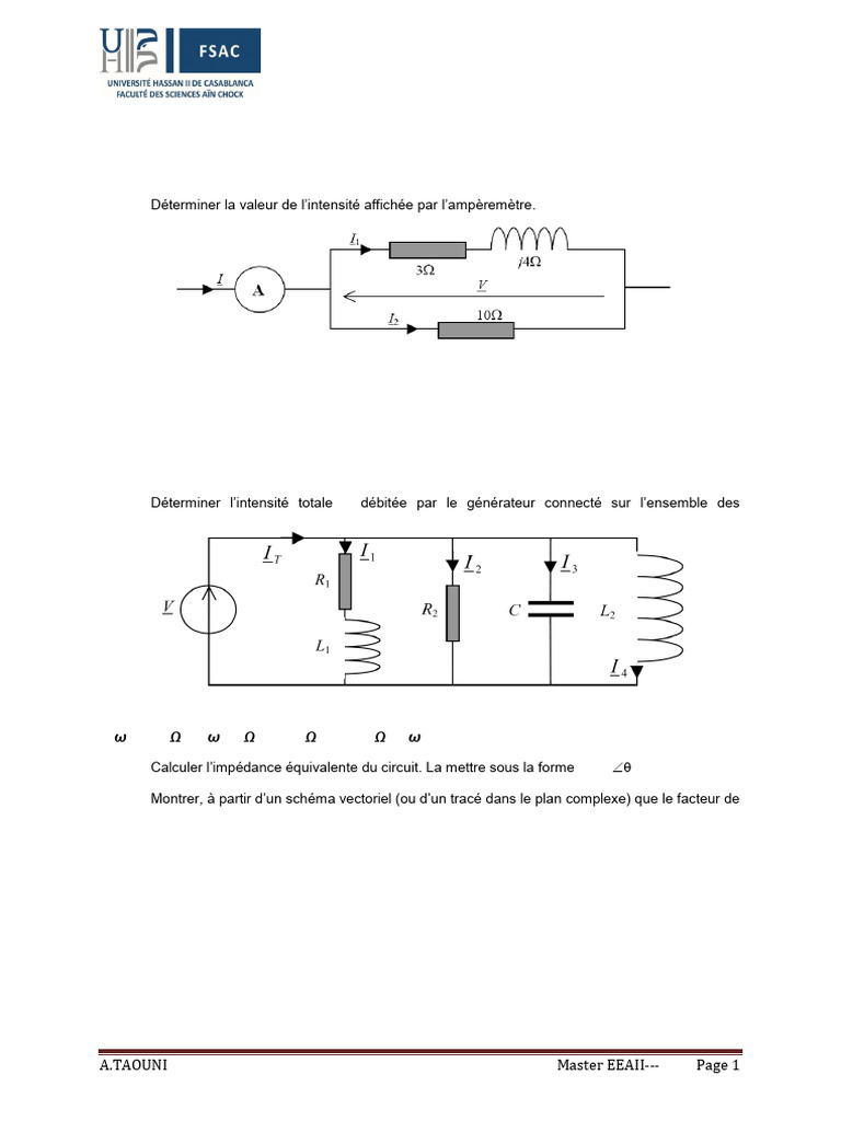 TD 1 Monophasé | PDF | Puissance (physique) | Grandeur physique