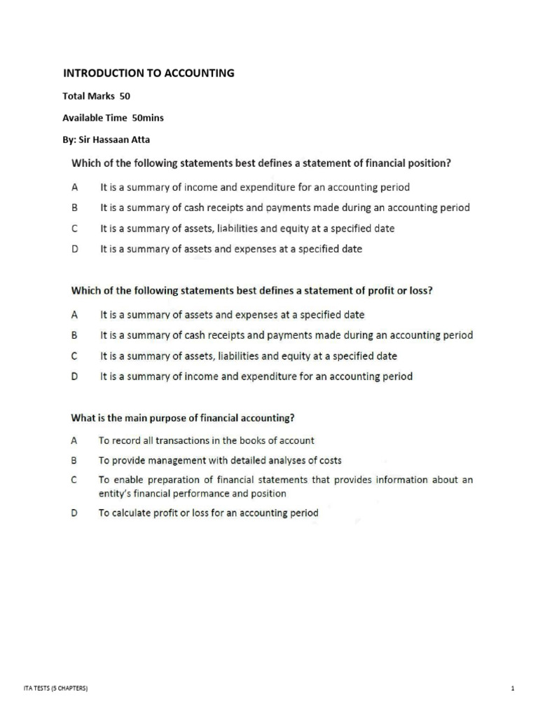 ITA Accounting Test Overview | PDF