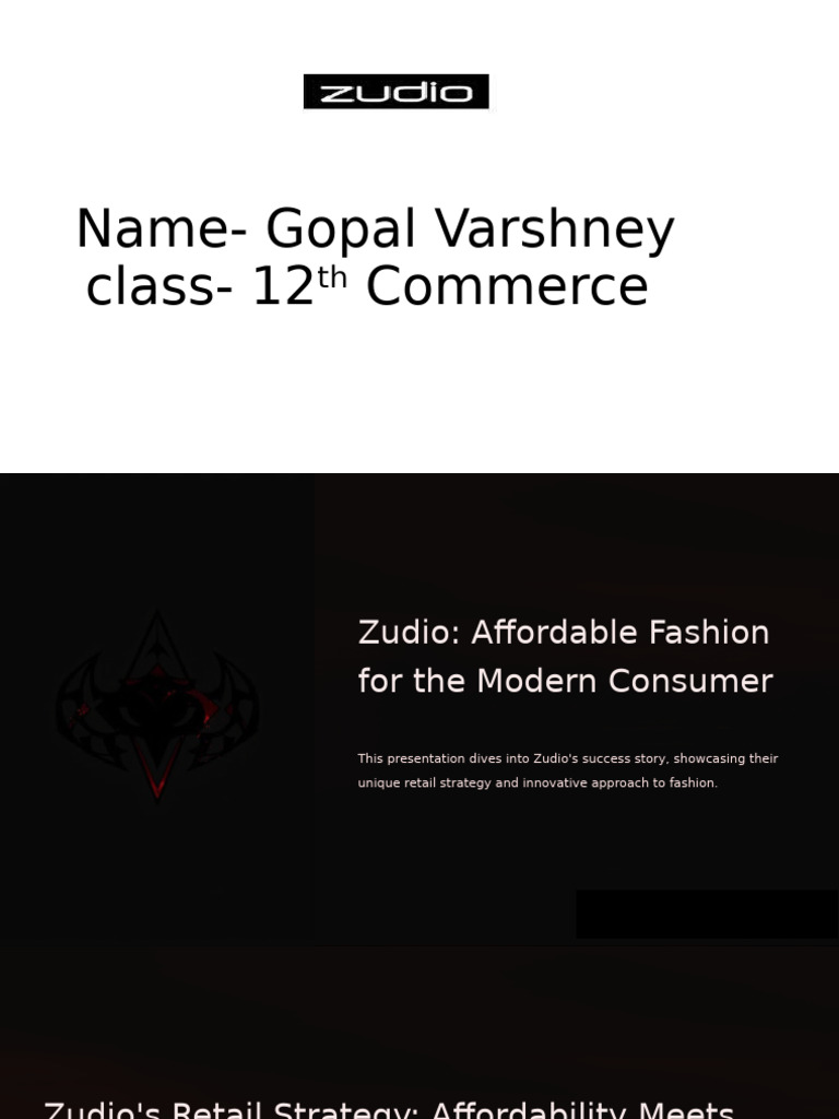 Gopal's PPT On Zudio | PDF | Fashion | Retail