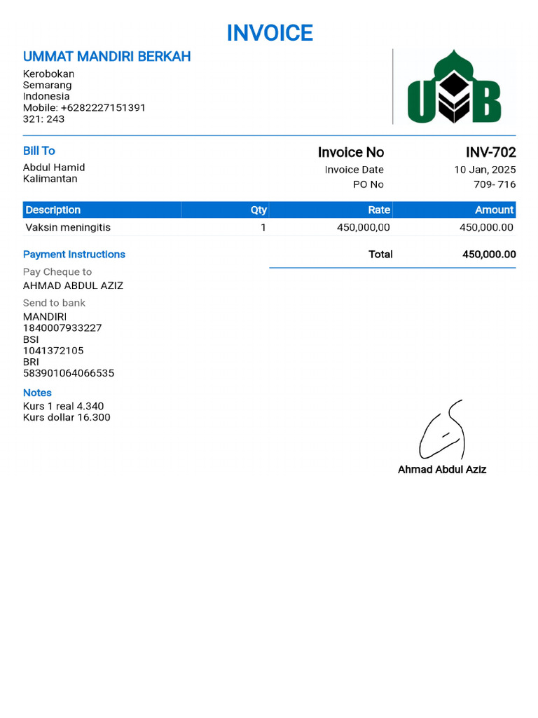 Invoice INV 702 | PDF