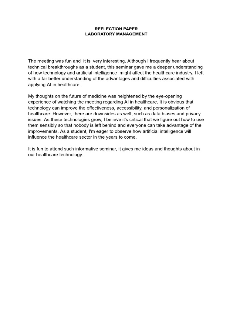 REFLECTION PAPER | PDF