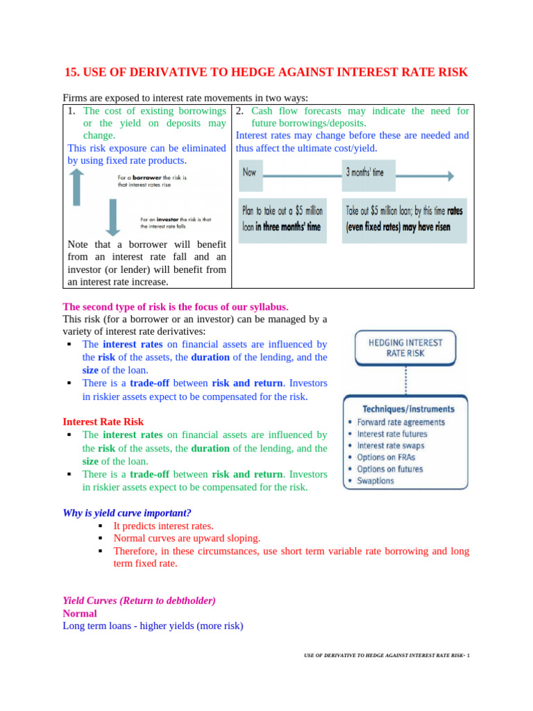 Hedging Interest Rate Risk with Derivatives | PDF | Option (Finance ...