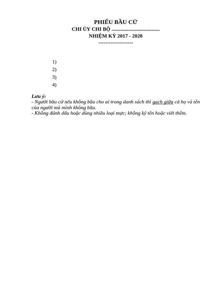 Mau+07 Phieu+Bau+Cap+Uy | PDF