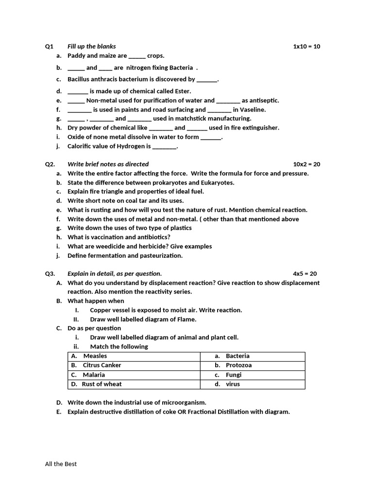 8th science SA1 2019C | PDF | Bacteria | Cell (Biology)