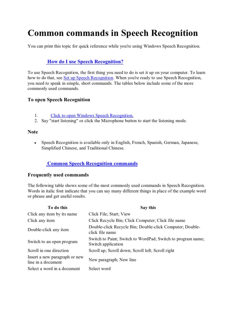 Common Commands in Speech Recognition | Computer Keyboard | Quotation Mark