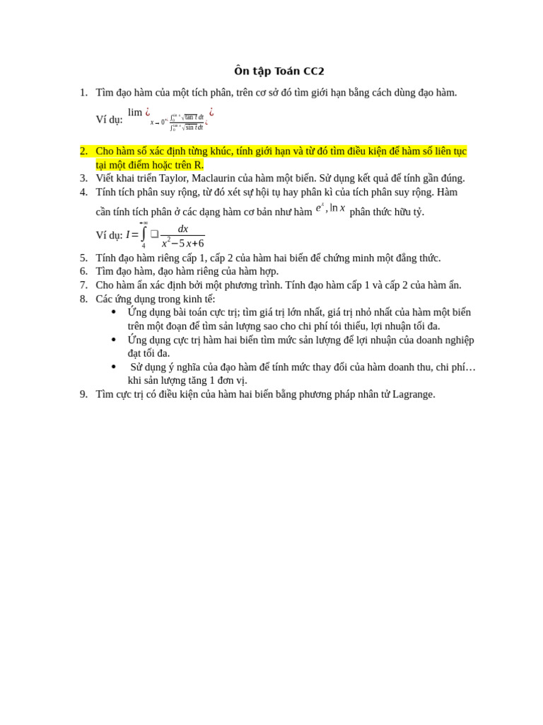 On Tap Toan cc2 | PDF
